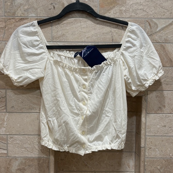 Brandy Melville | Tops | Brandy Melville Cream Puff Sleeve Cropped ...